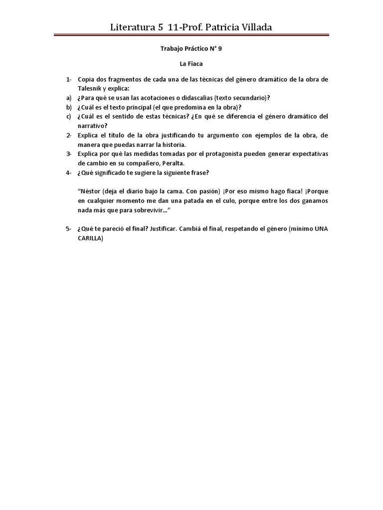 Trabajo Practico 9 La Fiaca | PDF