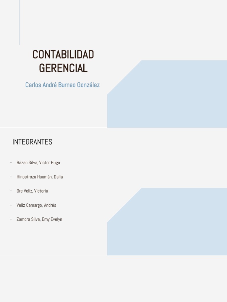 Contabilidad Gerencial - TRABAJO FINAL - Finanzas Alumno: Veliz Camargo, Christian | PDF ...