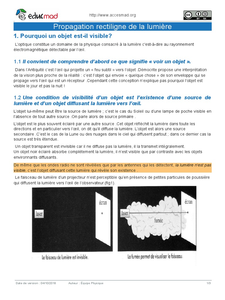 Propagation Rectiligne | PDF | Lumière | Optique