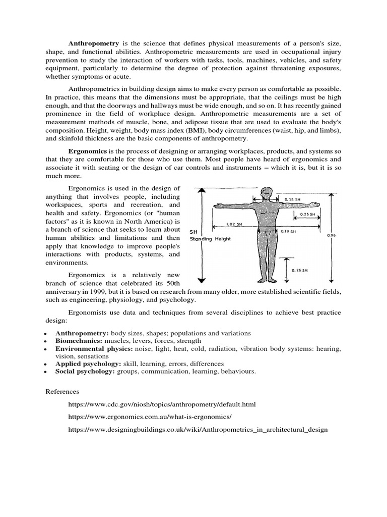 Ergonomics and Anthropometry in Architecture | PDF | Human Factors And ...