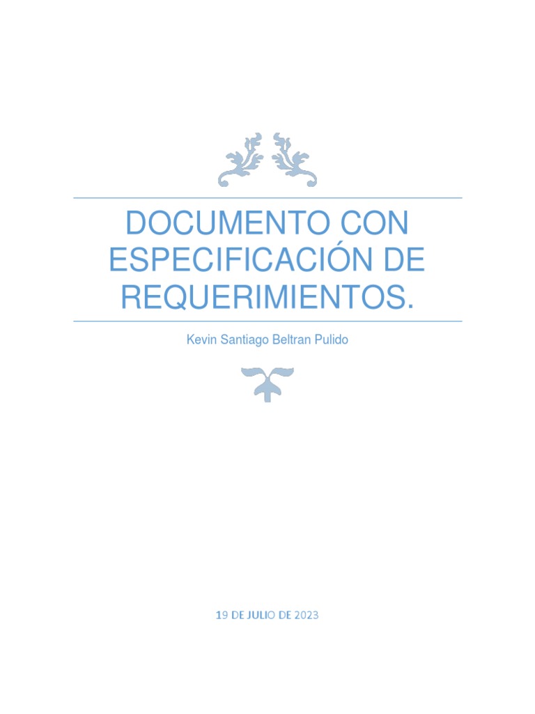 Documento Con Especificación de Requerimientos | PDF | Usuario (informática) | Software
