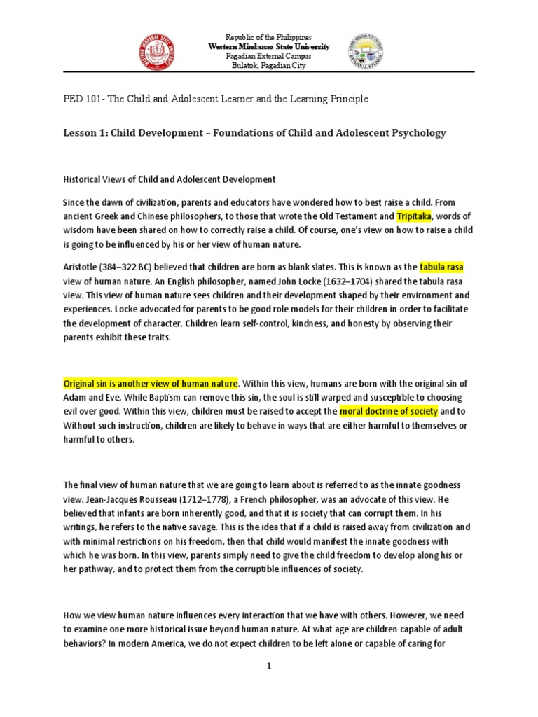 PED 101 Lesson 1 | PDF