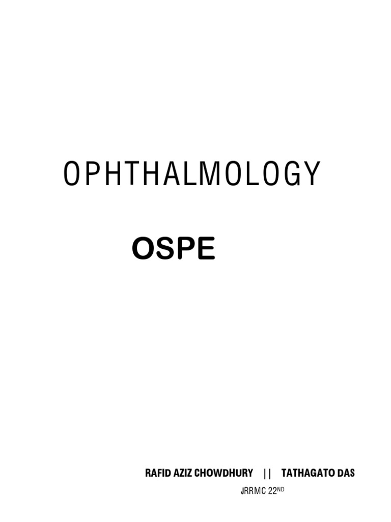 Ospe Ophthalmology Corrected | PDF | Glaucoma | Medical Specialties