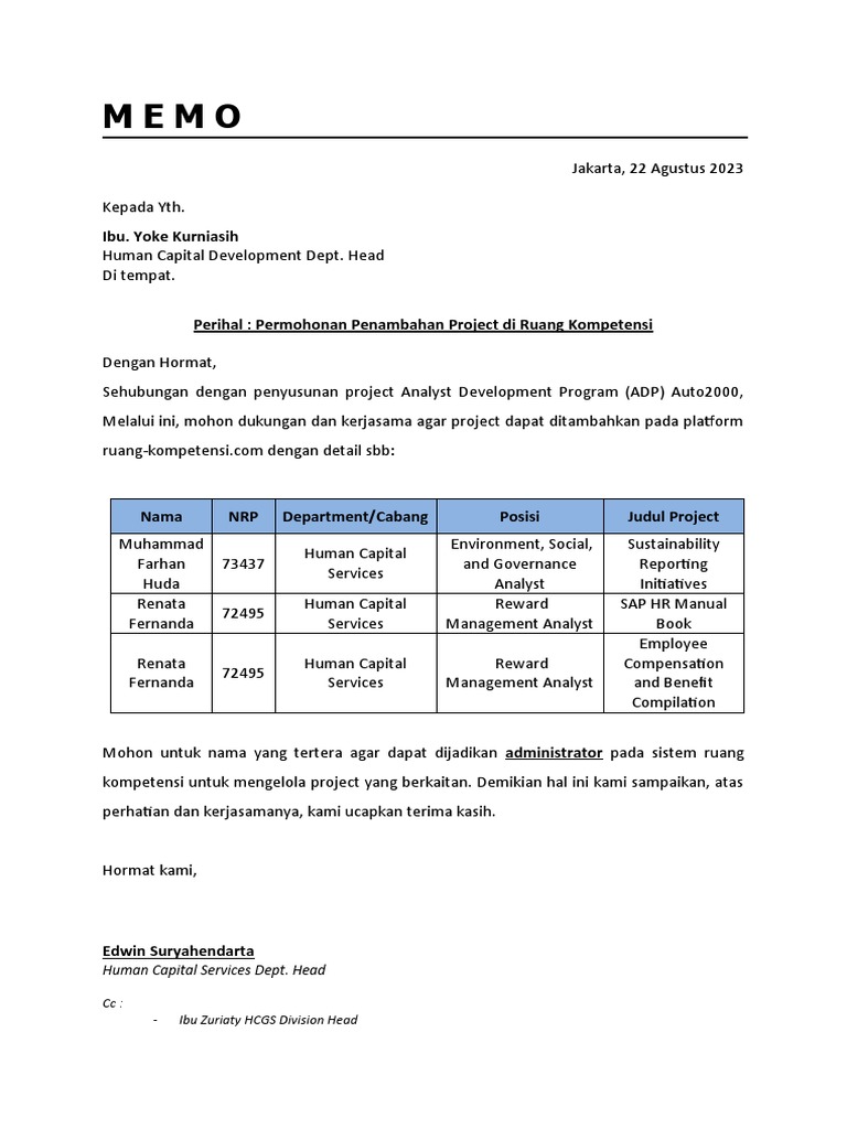 Permohonan Project di Ruang Kompetensi | PDF | Komputer