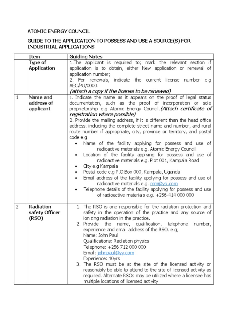 Guidance For Filling Industrial Application Form 2a Pdf