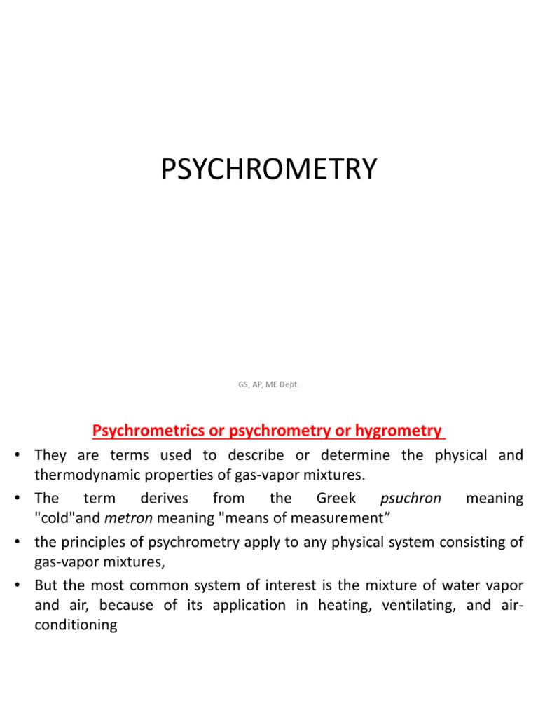 Psychrometry Notes | PDF
