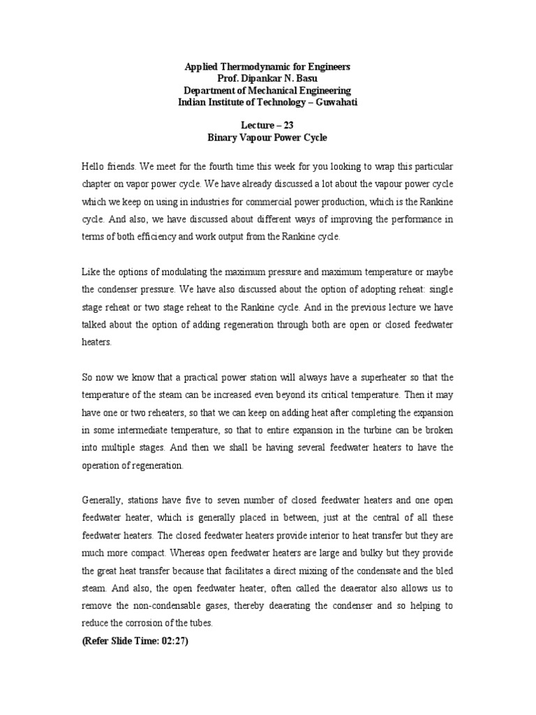 Binary Vapor Power Cycle | PDF