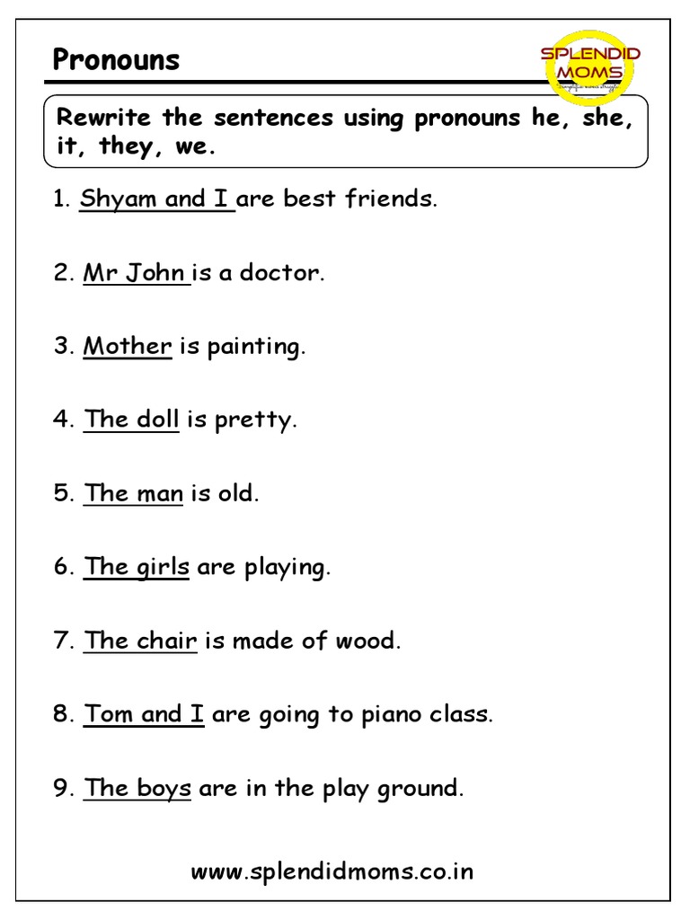 Pronoun-Worksheets 3 | PDF