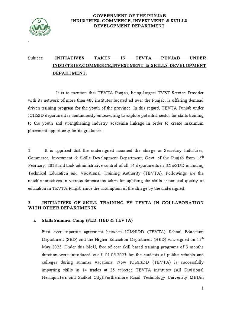 Note For Ici Tevta | PDF | Vocational Education | Human Resource Management