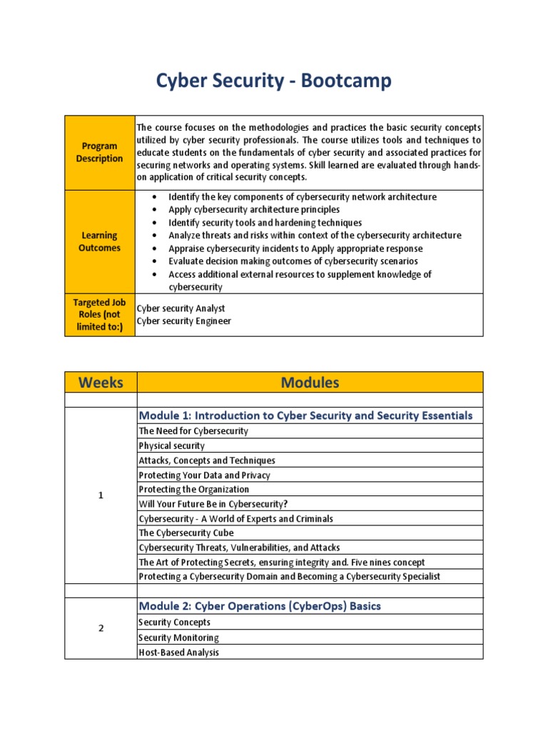 Cyber Security Curriculum | PDF