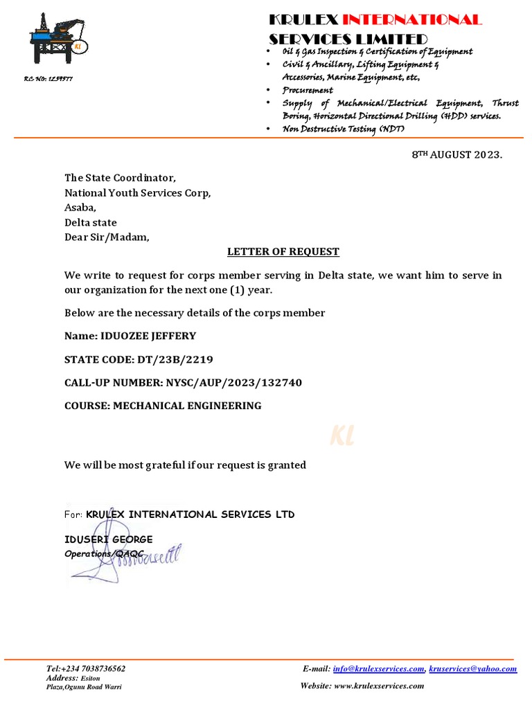 Letter of Request | PDF | Engineering