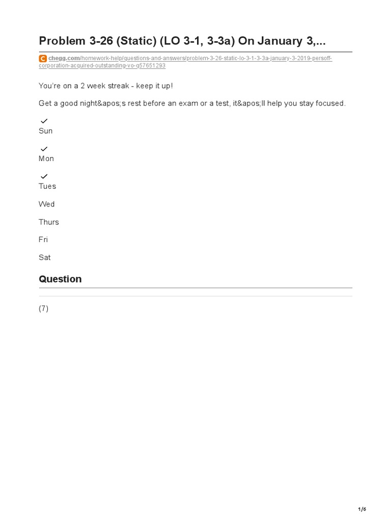 Problem 3-26 Static LO 3-1 3-3a On January 3 | PDF | Business