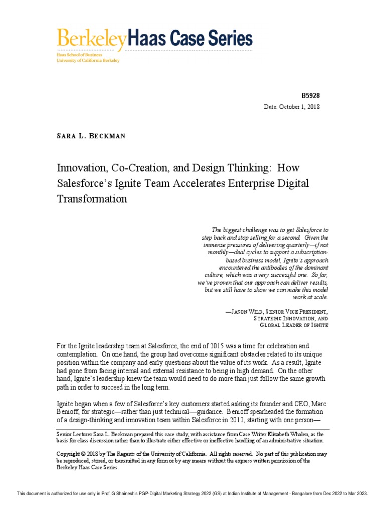 Innovation, Co - Creation and Design Thinking | PDF | Software As A ...