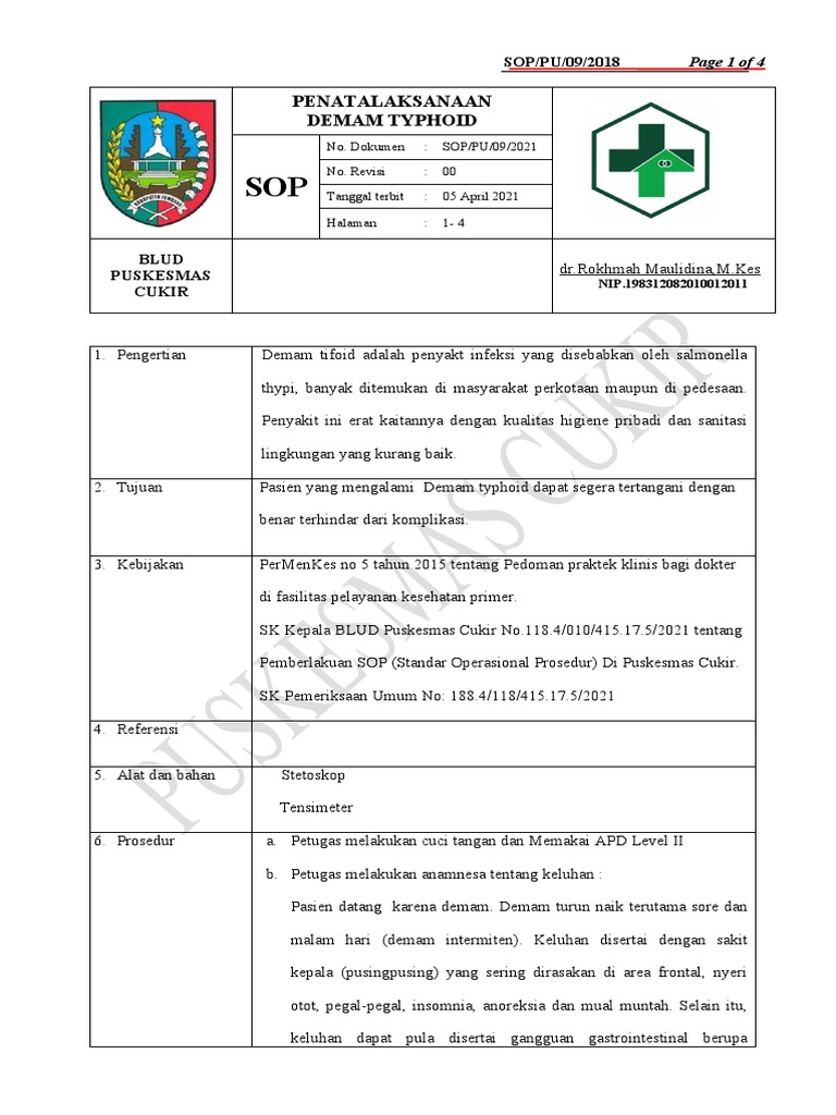 SOP Penanganan Demam Tifoid | PDF