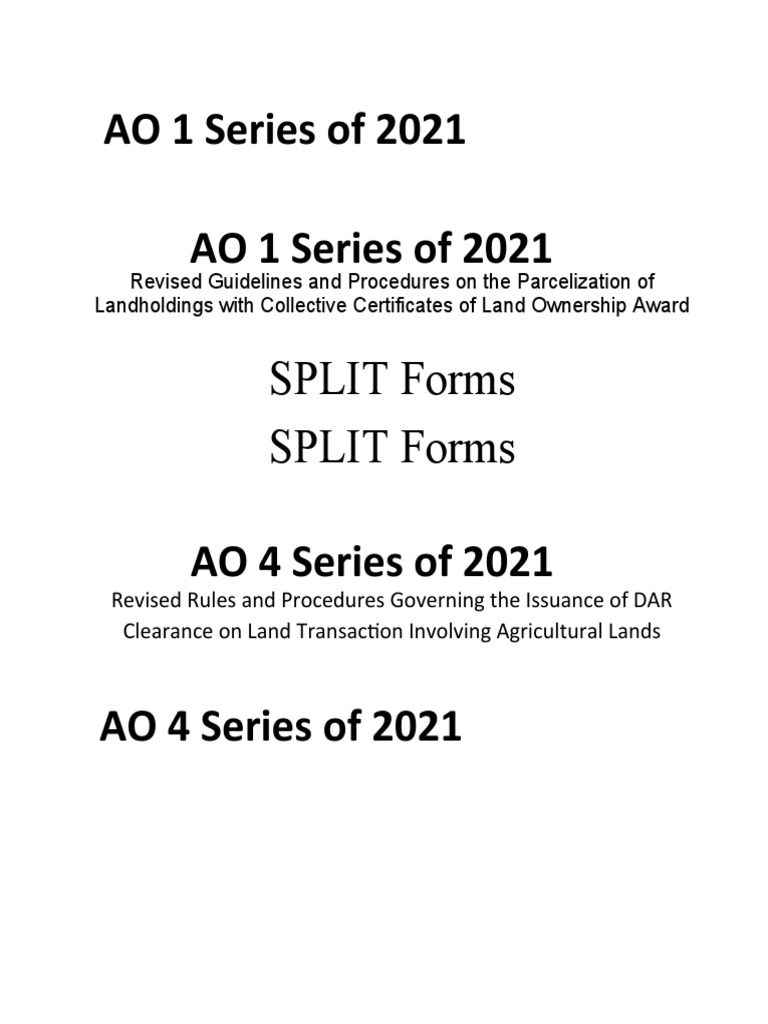 Ao1 Series of 2021 Split Forms | PDF