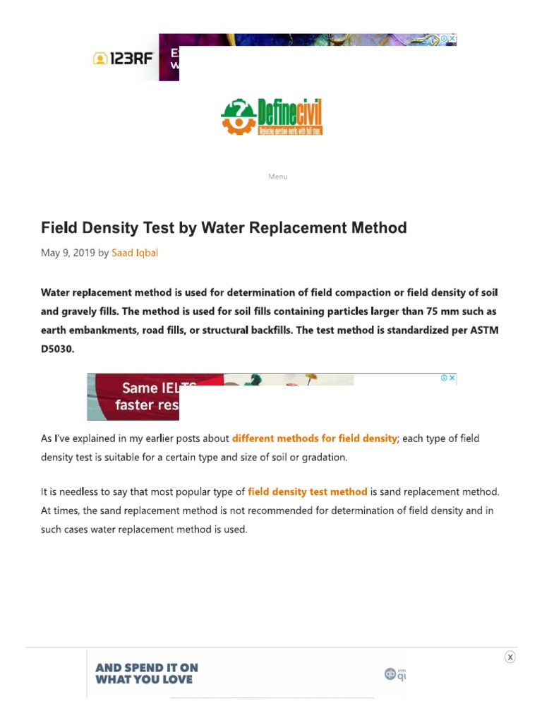 Water Replacement Method-Procedure | PDF