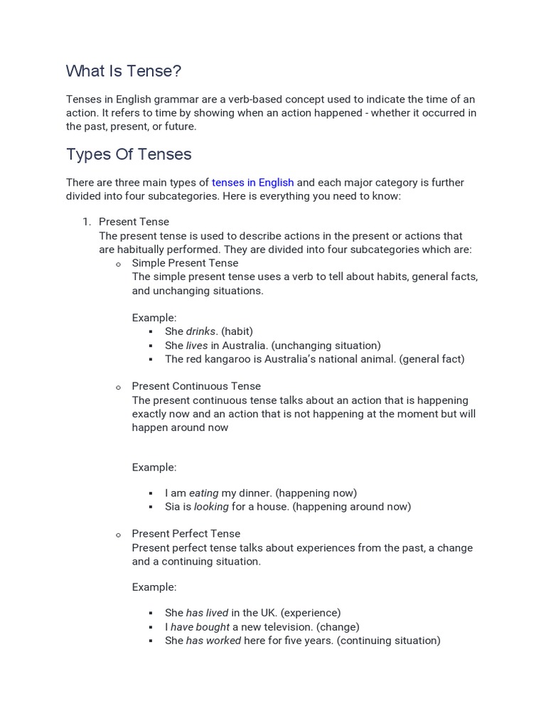 Tenses Lesson Plan | PDF | Grammatical Tense | Linguistics