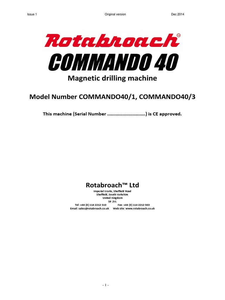 Commando 40 Manual v1 | PDF | Electric Motor | Screw