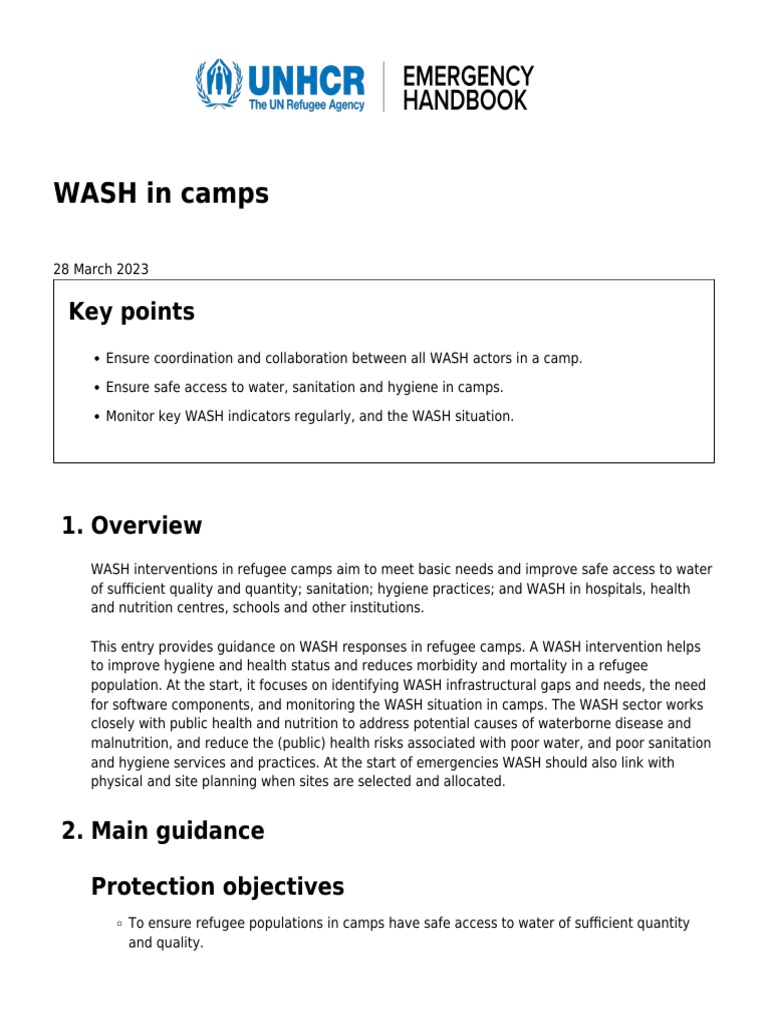 WASH in Camps | PDF | Wash | Hygiene