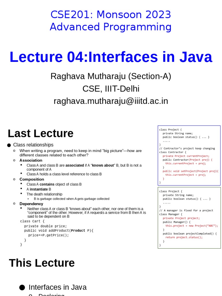 Lec04 Interfaces | PDF