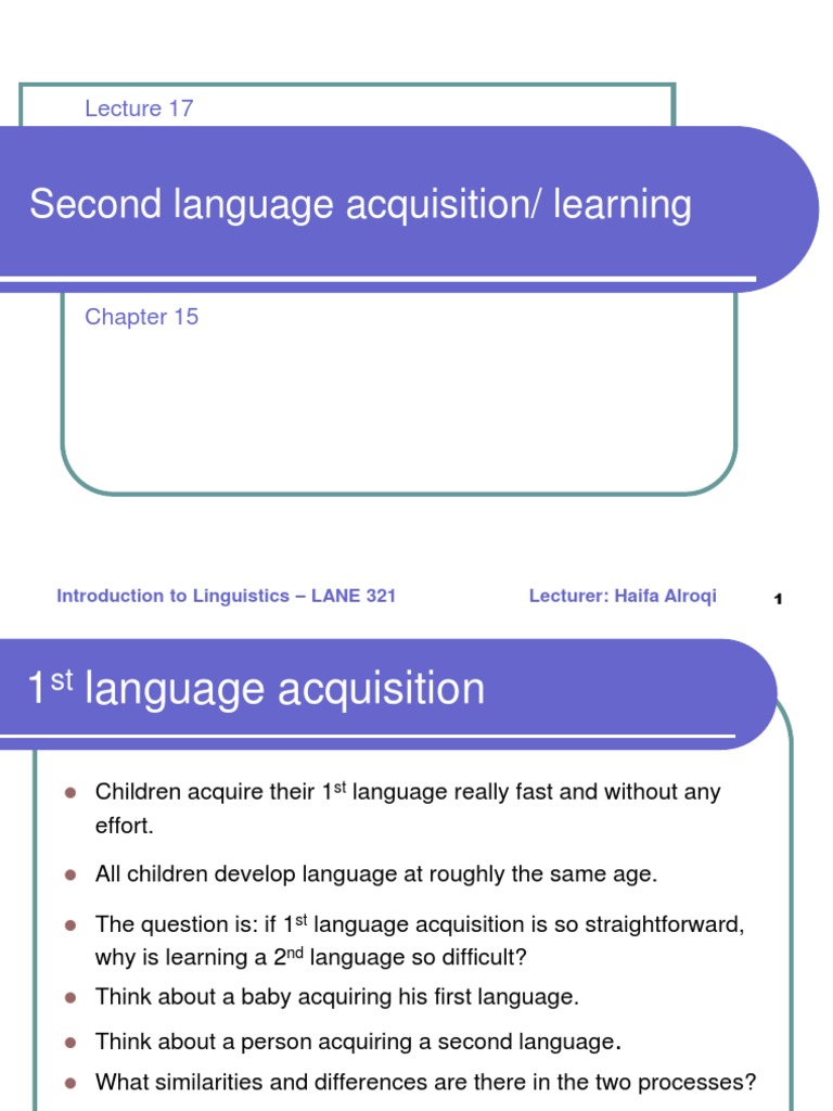 Lecture 17 | PDF | Second Language | Second Language Acquisition
