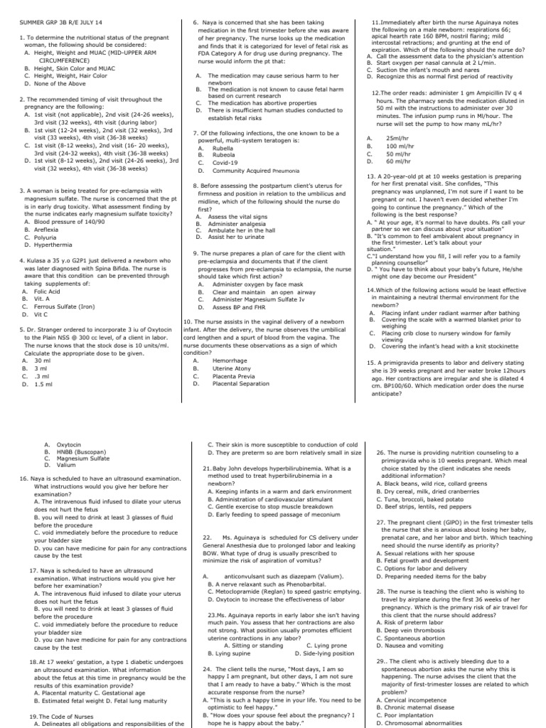 DR 3b Rotational Exam Finale | PDF | Childbirth | Pregnancy