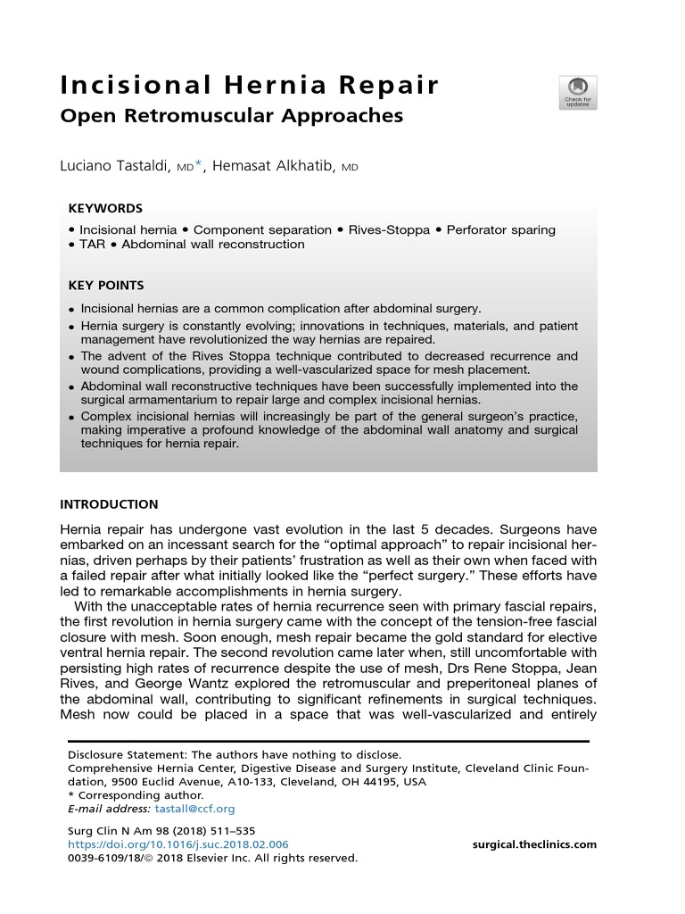 Incisional Hernia Open Procedures | PDF | Abdomen | Anatomy