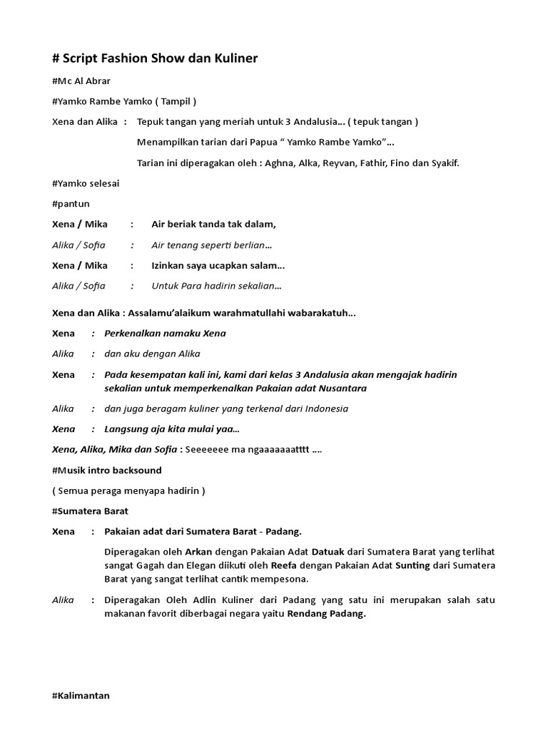1# Script Fashion Show Dan Kuliner | PDF