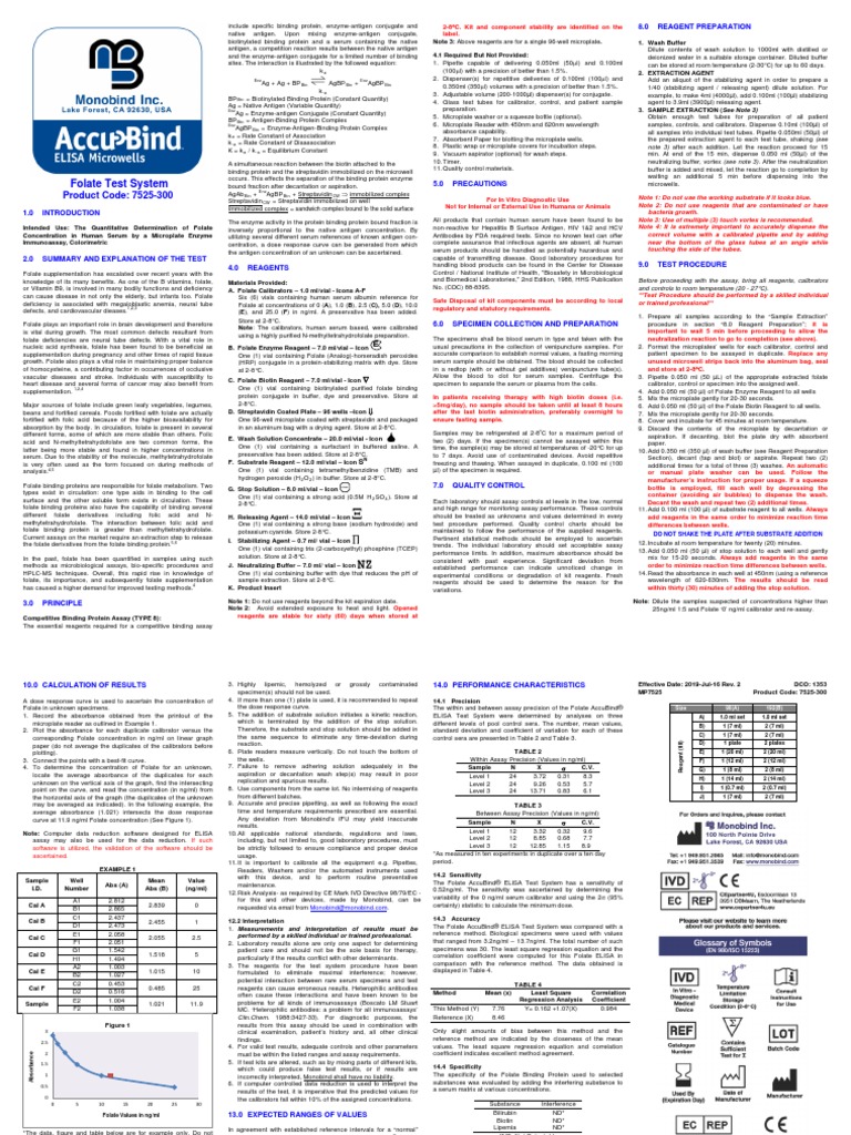 Folate Monobind | Download Free PDF | Elisa | Blood Plasma