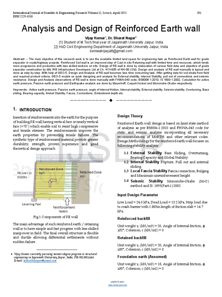 Reinforced Earth Wall Design Analysis | PDF | Friction | Strength Of ...