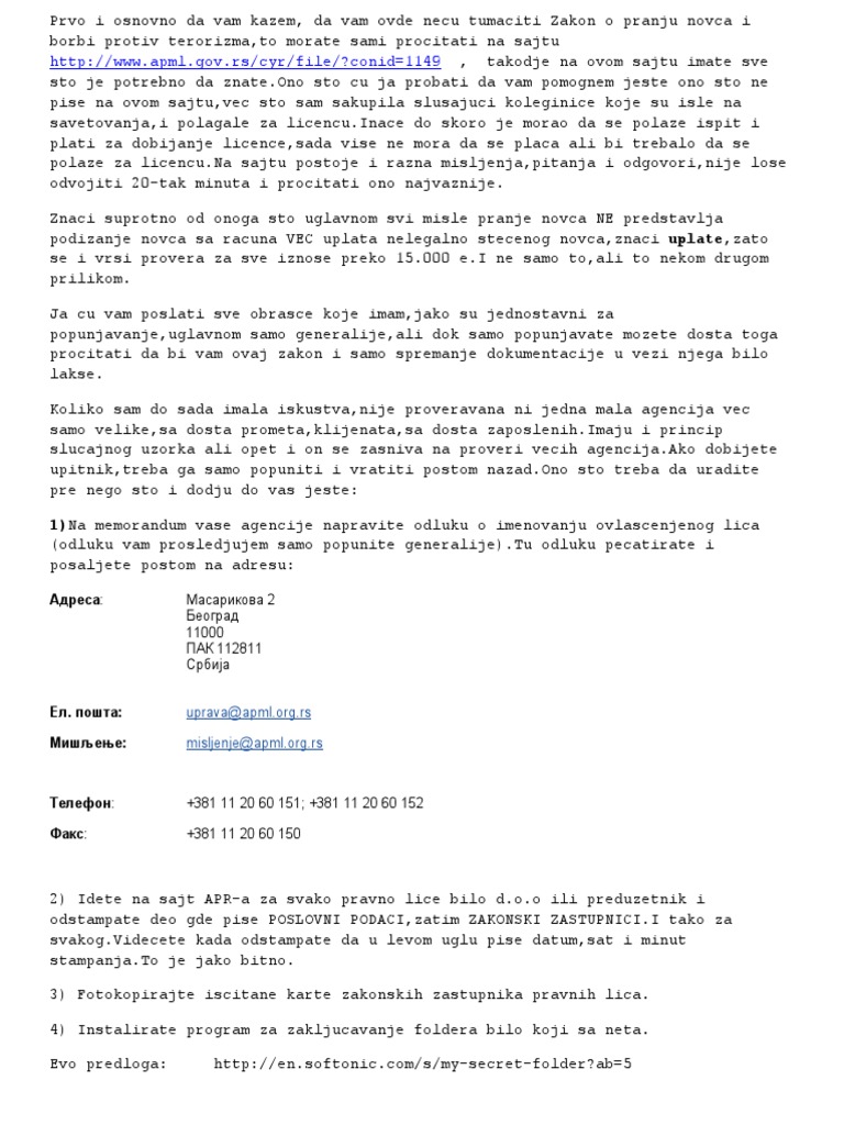 Pranje Novca SPREMANJE Dokumentacije-2023 | PDF