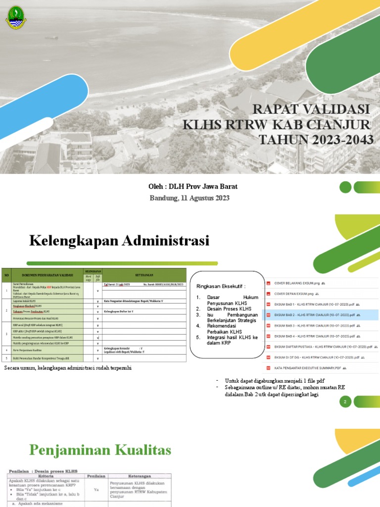 Validasi KLHS RTRW Cianjur | PDF