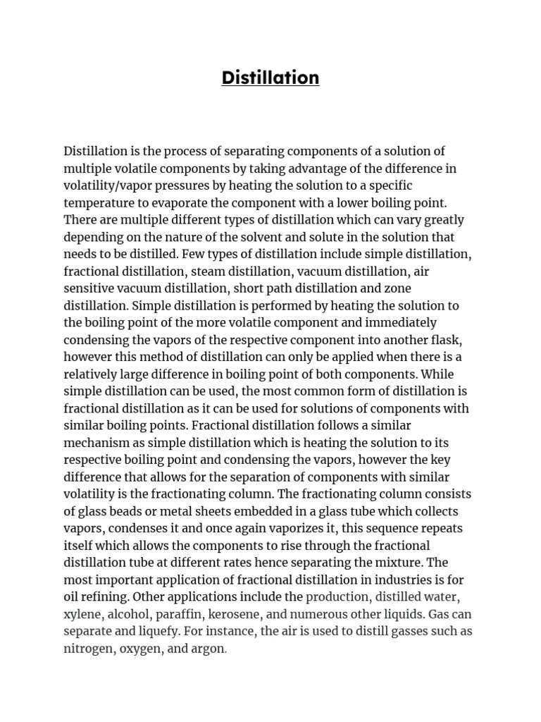 Distillation project | PDF