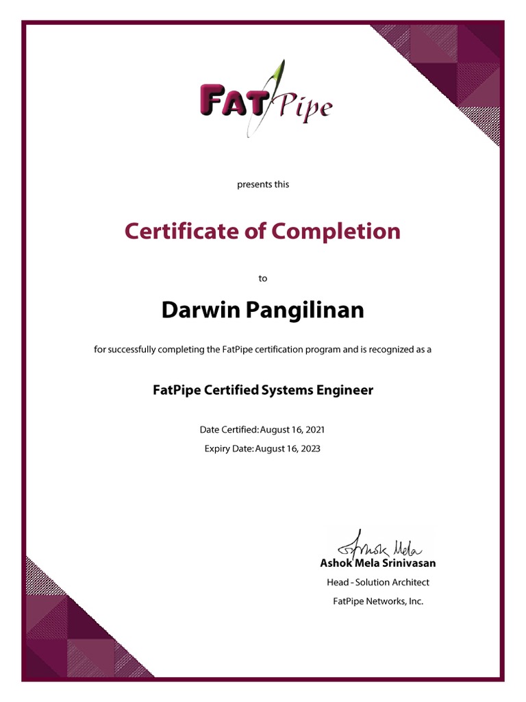 FatPipe-DarwinPangilinan 08052022 | PDF