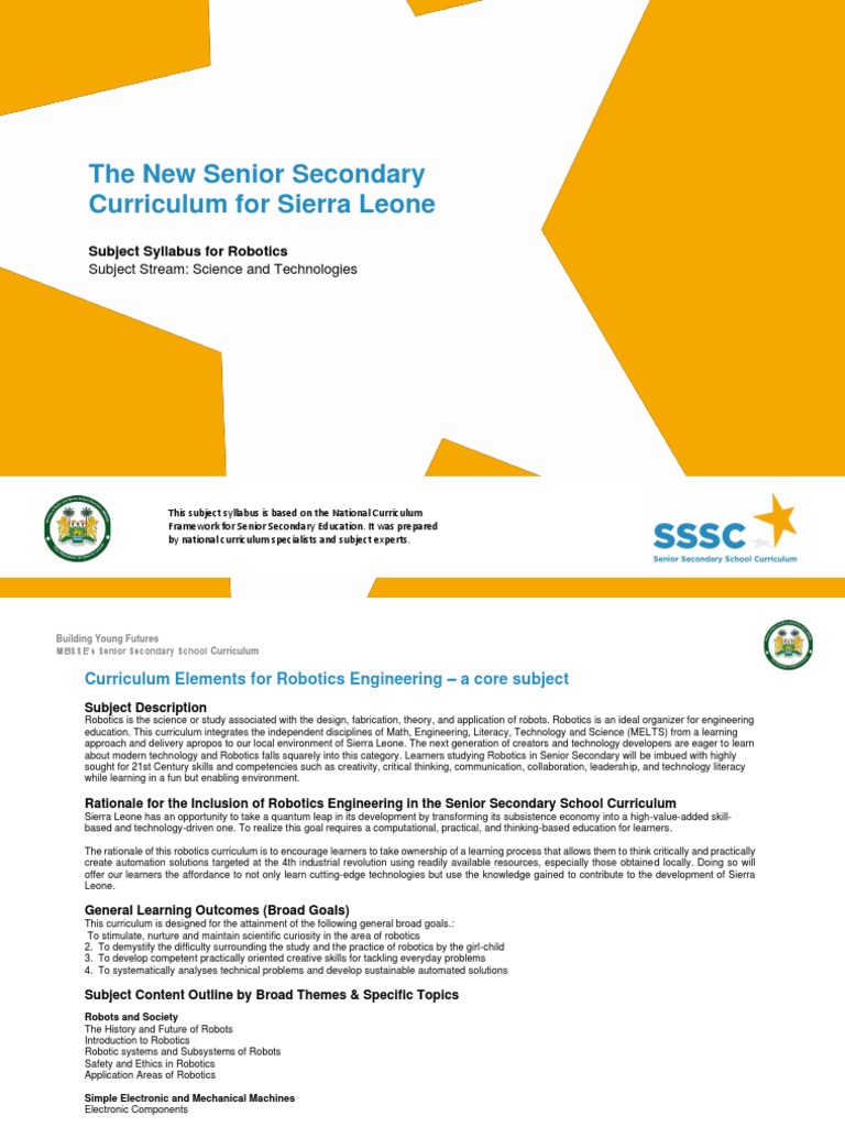 Sss Syllabus Robotics Pdf Machines Robotics