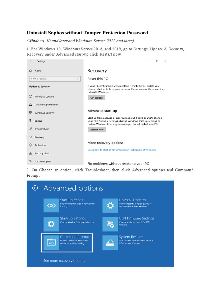 Sophos Uninstallation Guide Without Tample Protection | PDF