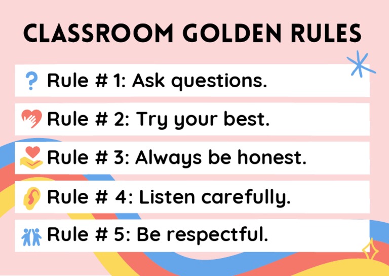 Rainbows Classroom Rules Poster (A4 (Landscape) ) | PDF