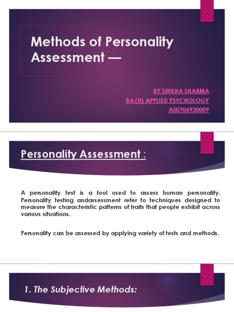 Personality Assessment (METHODS) | PDF