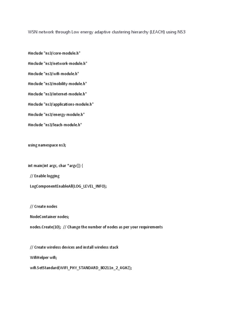 Script For WSN Network Through Low Energy Adaptive Clustering Hierarchy ...