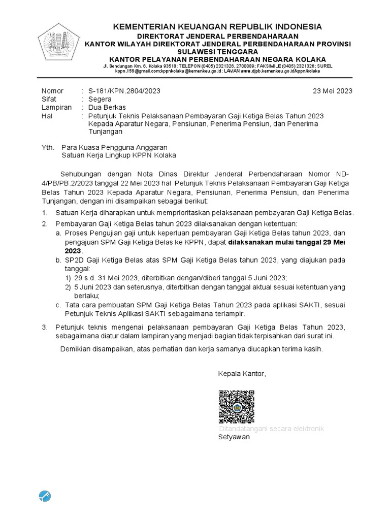 Petunjuk Teknis Pelaksanaan Pembayaran Gaji Ketiga Belas Tahun 2023 ... Petunjuk Teknis Pelaksanaan Pembayaran Gaji Ketiga Belas Tahun 2023 ...