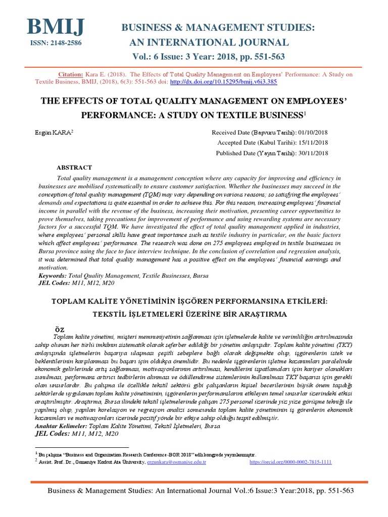 The Effects of Total Quality Management | PDF