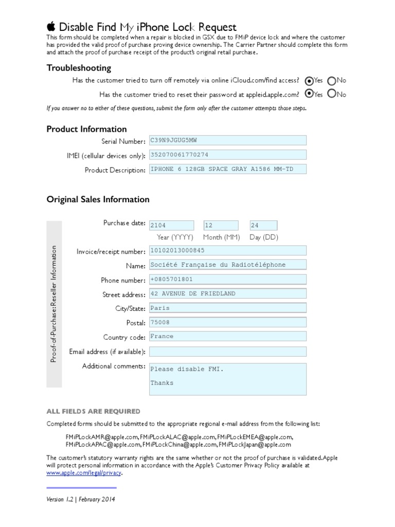 FM Ip Unlock Form Carrier | PDF