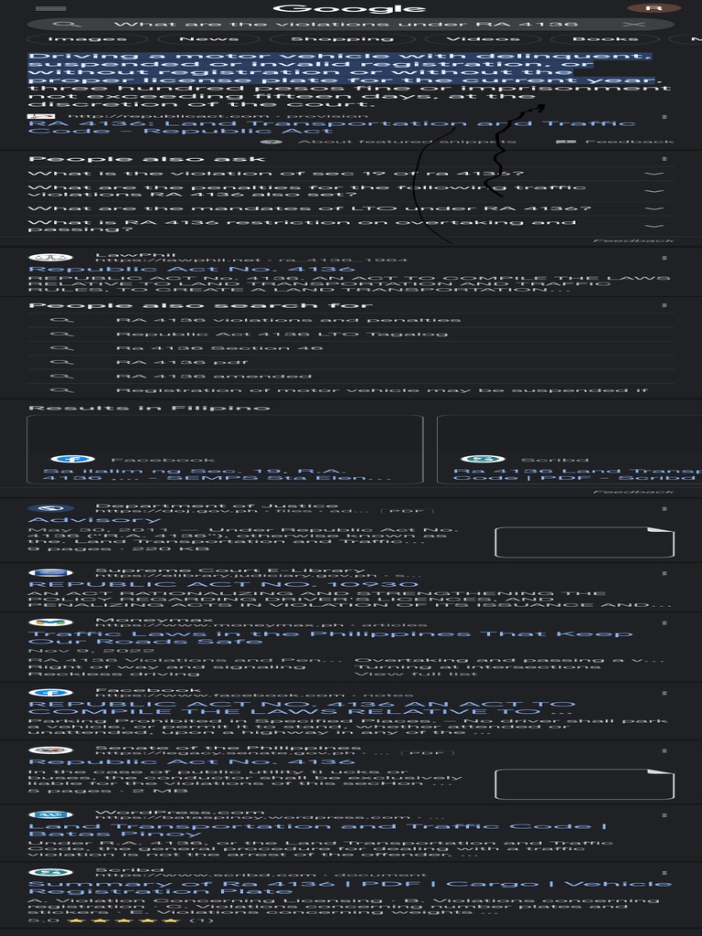 What Are The Violations Under RA 4136 - Google Se | PDF