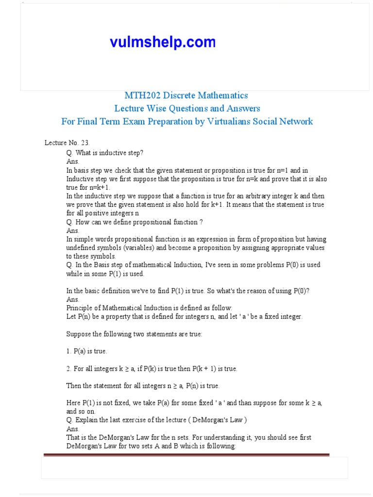 MTH202 Finalterm Solved Subjective Lecture 23 To 45 With Reference | PDF