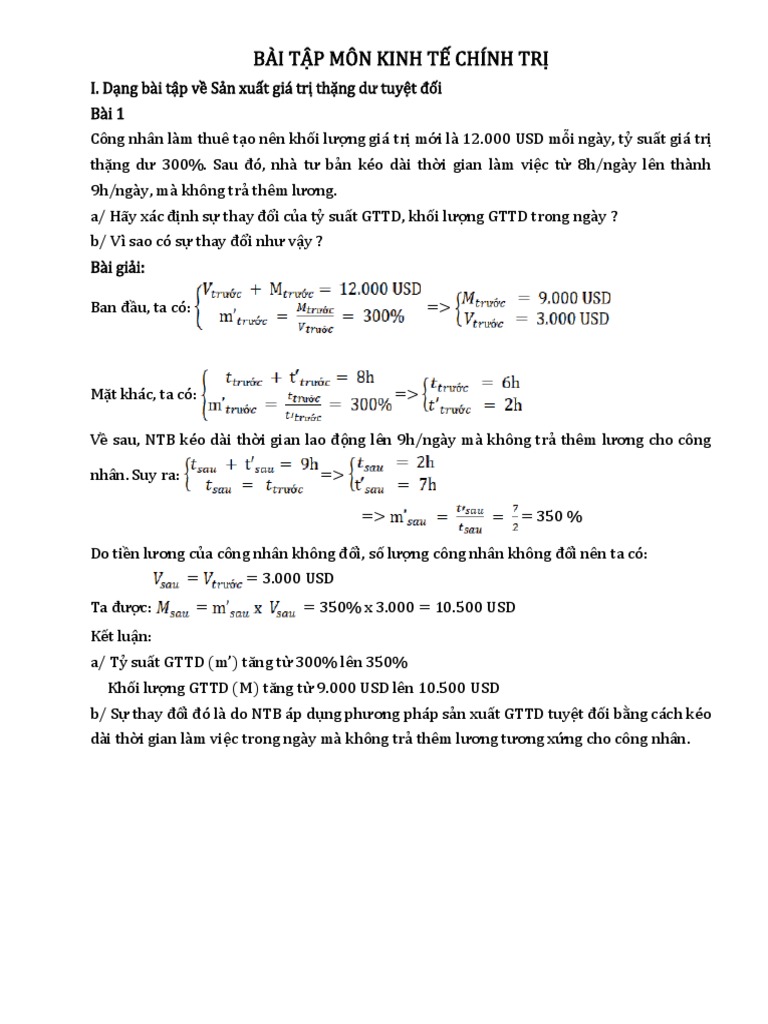 Giai Bai Tap KTCT Chuan Nhat | PDF