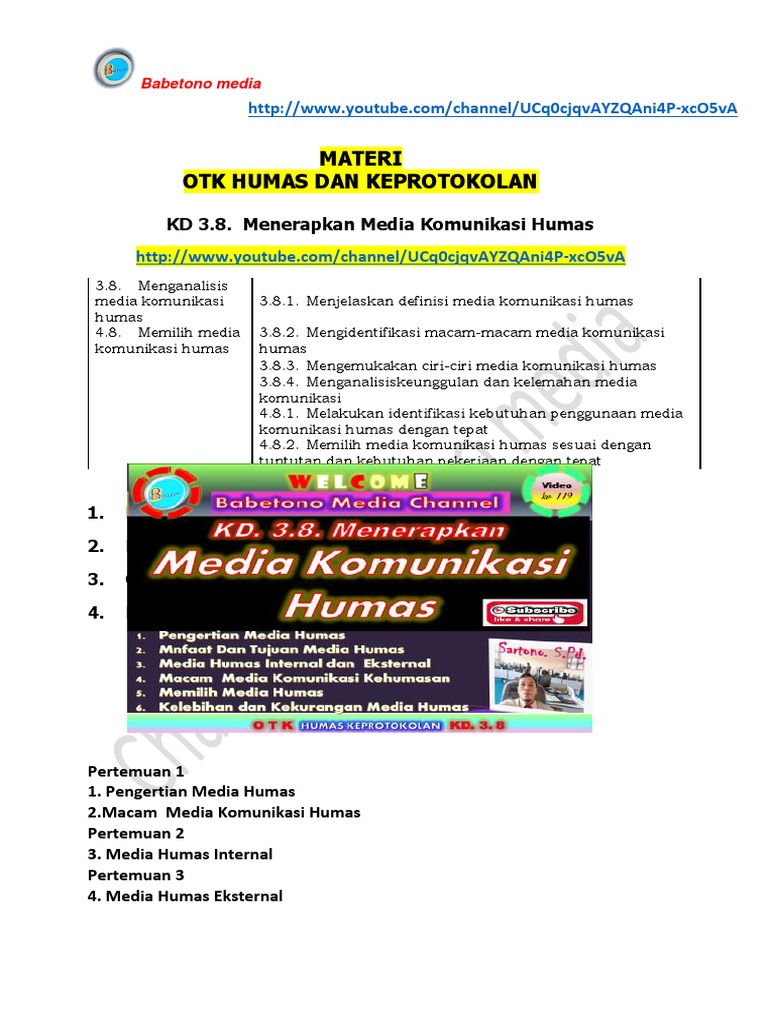 KD 3.8. Materi Humas 11 Menerapkan Media Komunikasi Humas | PDF | Bisnis