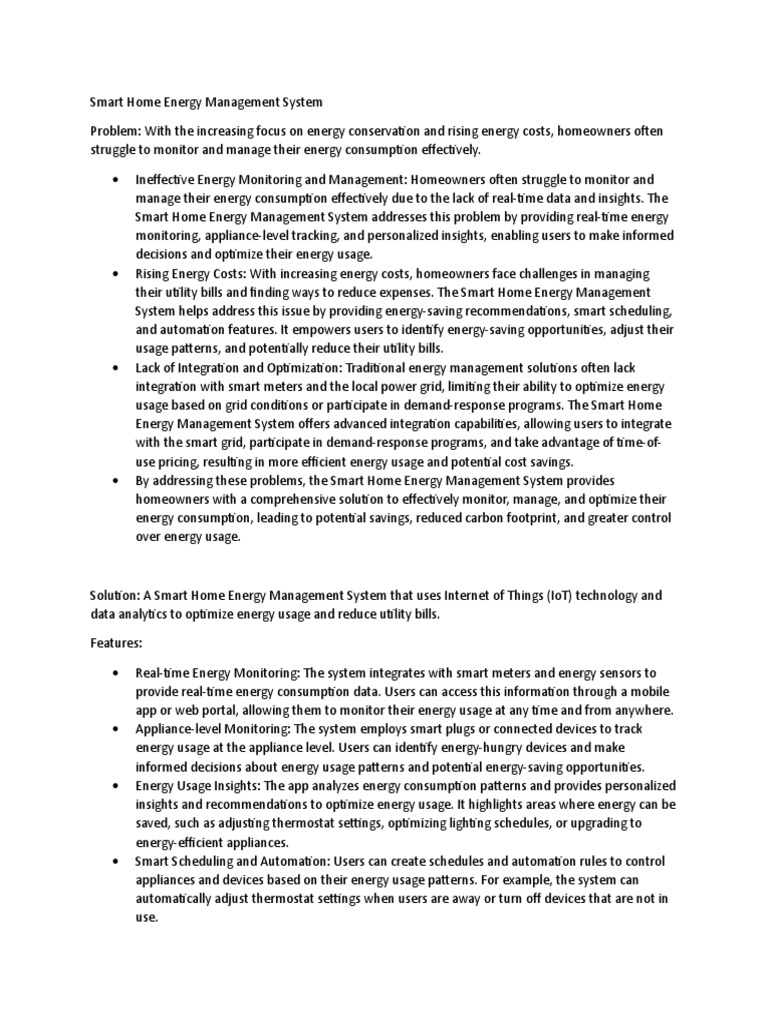 Smart Home Energy Management System Pdf Energy Conservation Home