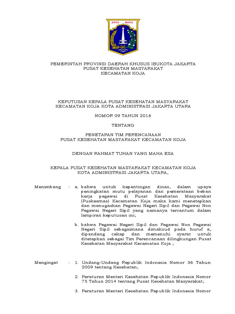 SK Tentang Tim Perencanaan | PDF