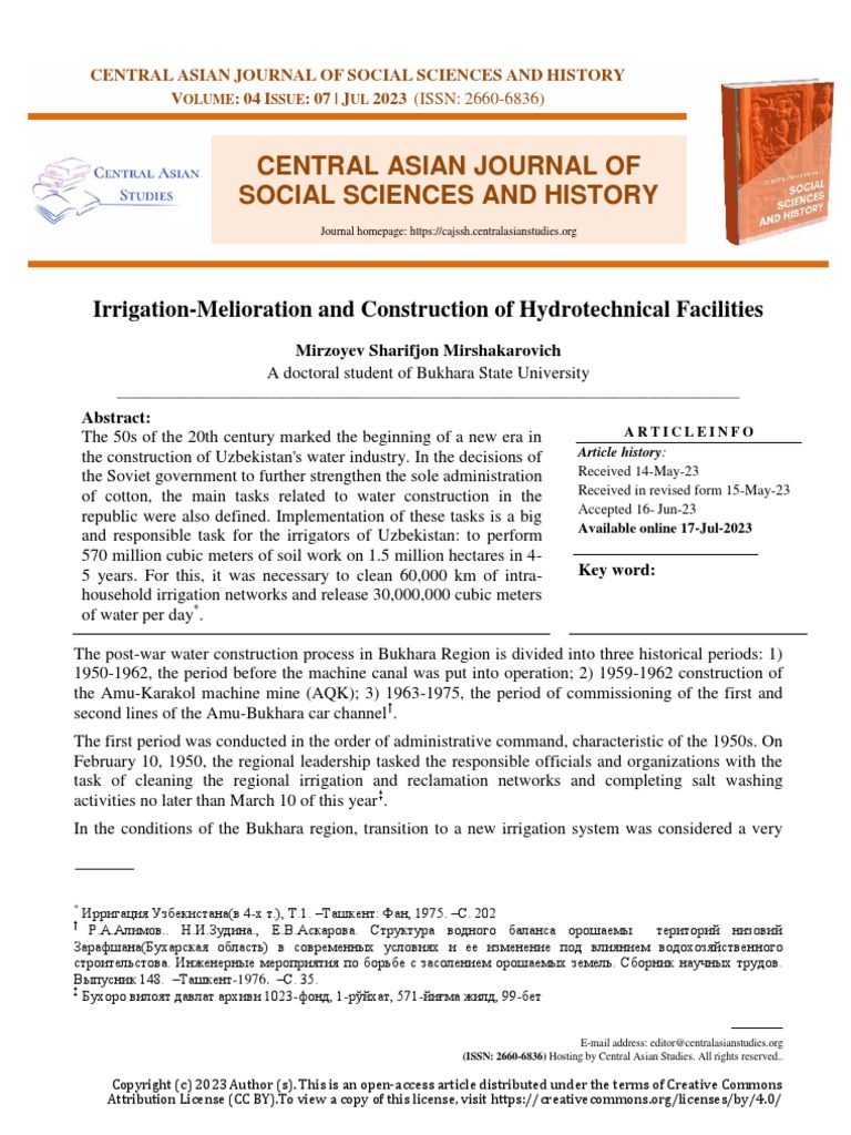 Irrigation-Melioration and Construction of Hydrotechnical Facilities ...
