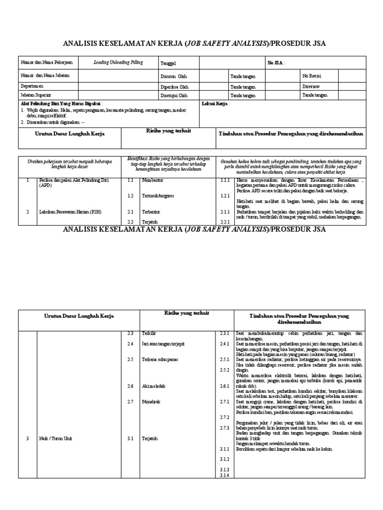 JSA JSDP PAKET 5 (Mengoperasikan-Exca-dan-Penurunan-Barang) | PDF